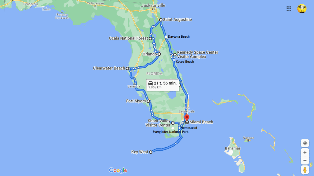 Rejseforslag: Fantastisk road trip rute i Florida med dagsprogram